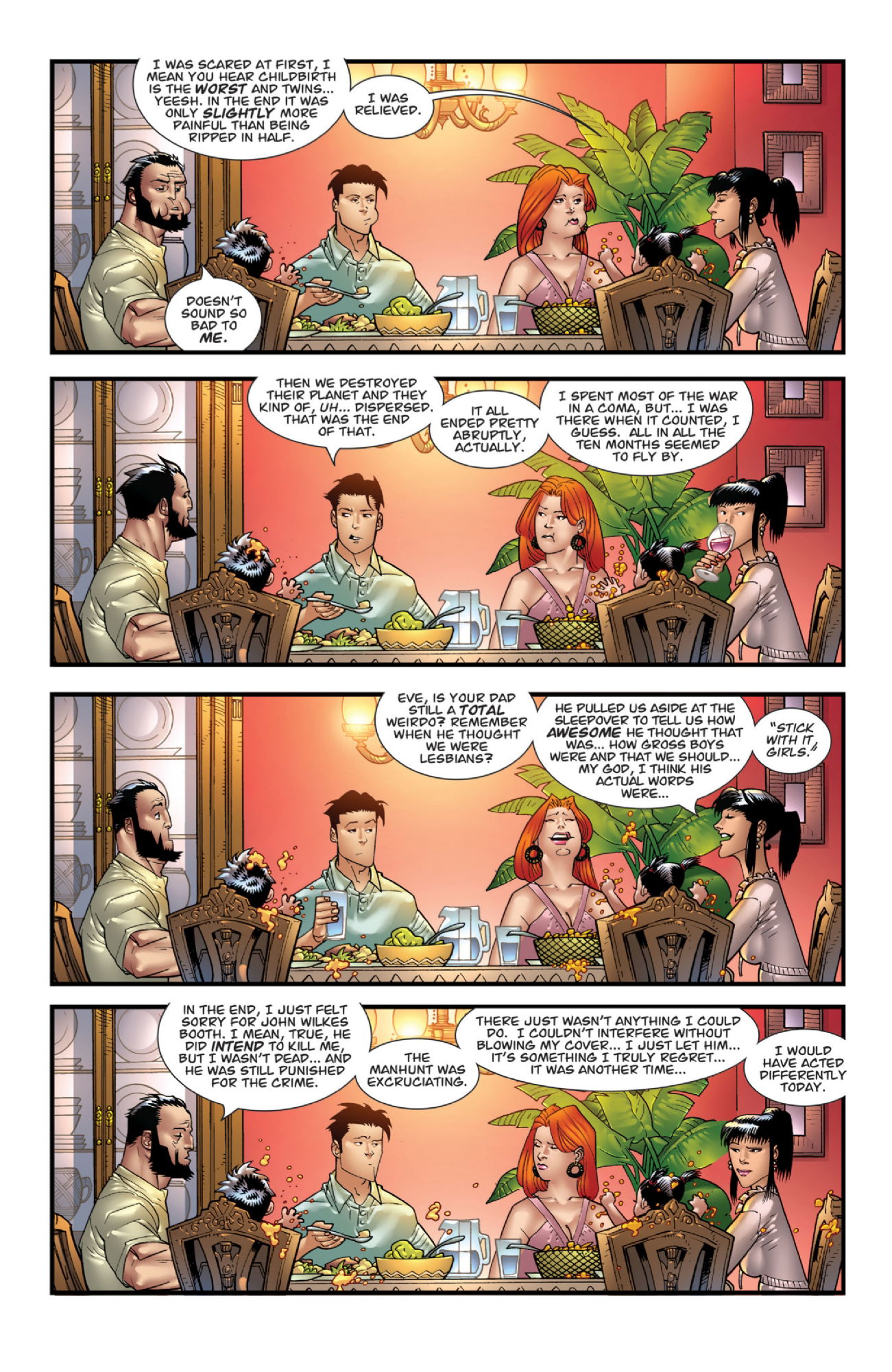 Invincible 79 Page 12 By Ryan Ottley Dinner With Invincible Atom Eve Dupli Kate And The