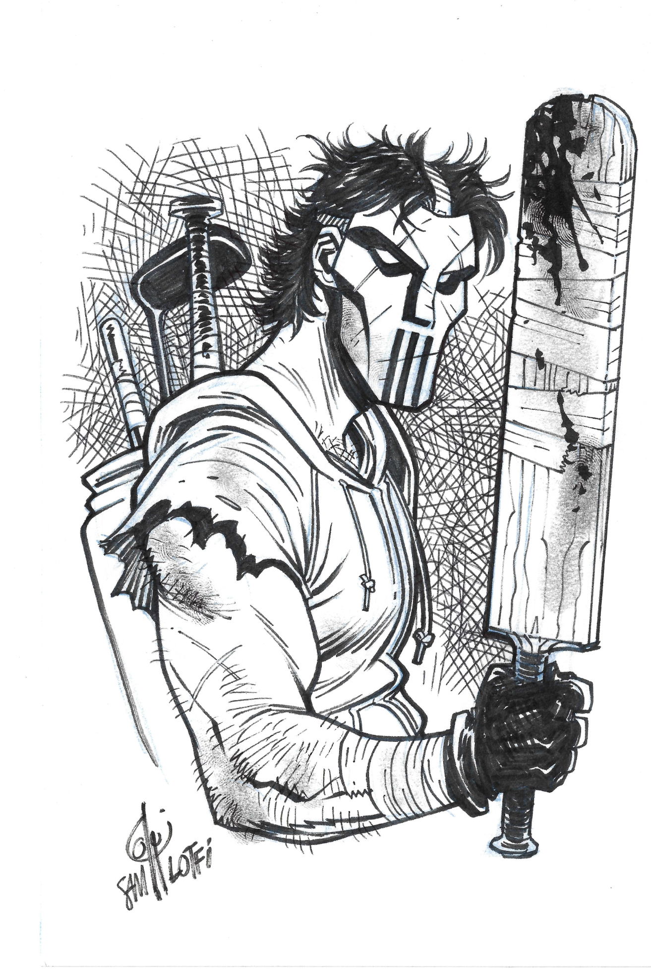 Sam Lotfi Tmnt Casey Jones In Joshua Evens Tmnt And Other Strangeness Comic Art Gallery Room