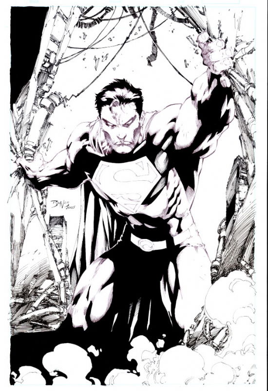 Ed Benes Superman Drawing In Wallace Harringtons Ed Benes Comic Art Gallery Room