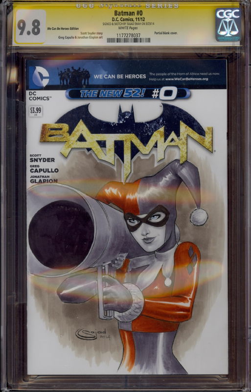 Harley Quinn By Sajad Shah In Tim Deangeliss Slabbed Sketch Cover Gallery Comic Art Gallery Room